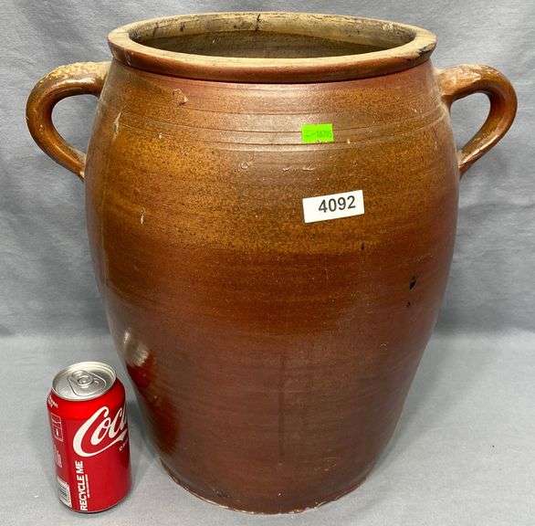 Large Antique Handled Stoneware Crock - Dixon's Auction at Crumpton