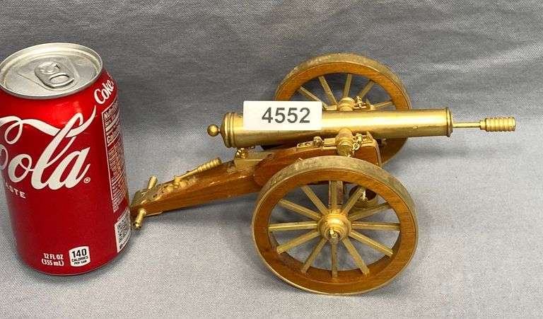 Vintage Gilt Brass & Wood Cannon Model - Dixon's Auction at Crumpton