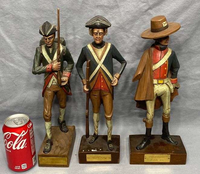 3 Vintage Carved Wood Soldiers - Dixon's Auction at Crumpton