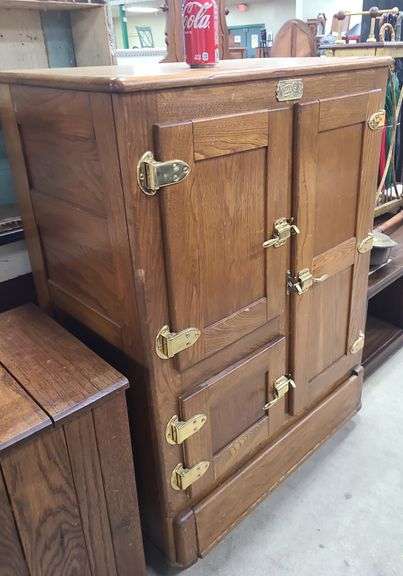 Restored White Clad Oak Ice Box - Dixon's Auction at Crumpton
