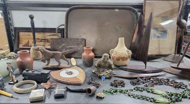 Lot Home Decor, Bakelite Chains, Wood Sailboats, Brass Tray, Pointer ...