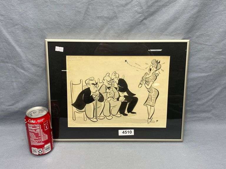 Alexander Russ Original Vintage Cartoon Watercolor - Dixon's Auction at ...