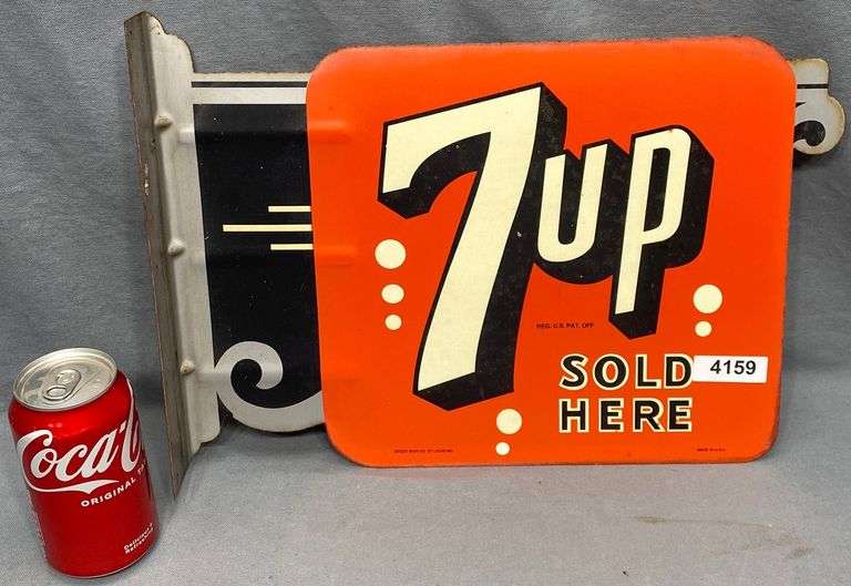 Vintage Stout Sign Co. 7Up Advertising Flange Sign - Dixon's Auction at ...