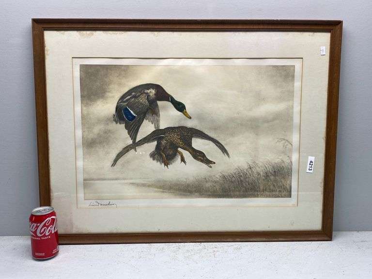 Leon Danchin Artist Signed Print Of Mallards, Wavy - Dixon's Auction at ...