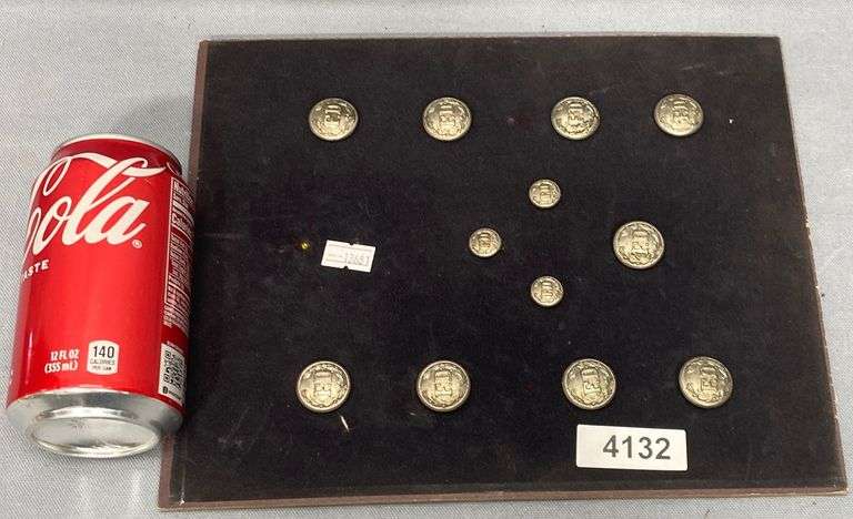 12 Antique Fire Department Buttons - Dixon's Auction at Crumpton
