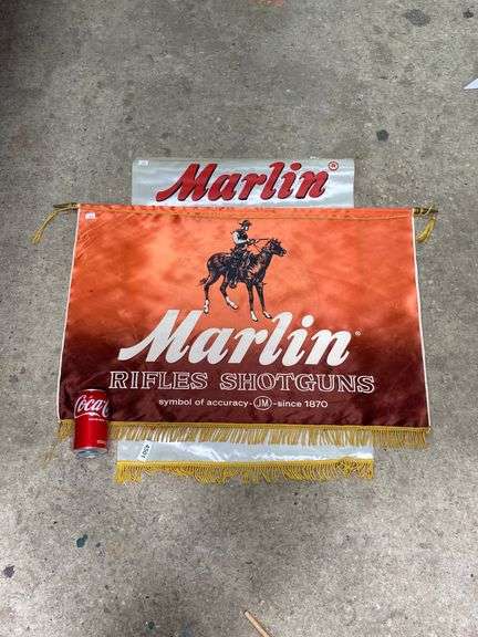 2 Vintage Marlin Rifles & Shotguns Advertising Banners - Dixon's ...