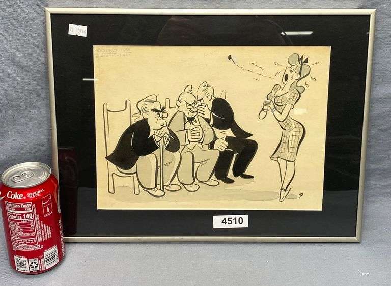 Alexander Russ Original Vintage Cartoon Watercolor - Dixon's Auction at ...