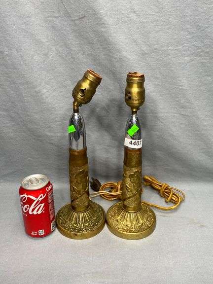 Pair Antique Trench Art Artillery Shell Lamps - Dixon's Auction at Crumpton