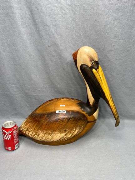 Pelican Carved Decoy-Signed - Dixon's Auction at Crumpton