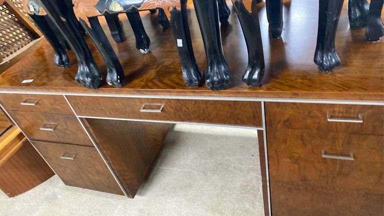 Mcm Cherry Kneehole Desk With Chrome Trim, Chips And Wear - Dixon's ...