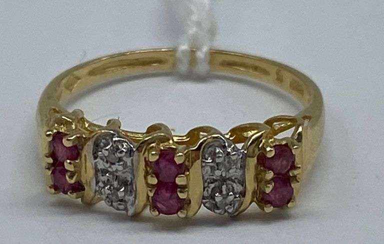 14Kt Gold Ruby & Diamond Band/Ring 2.0G - Dixon's Auction at Crumpton