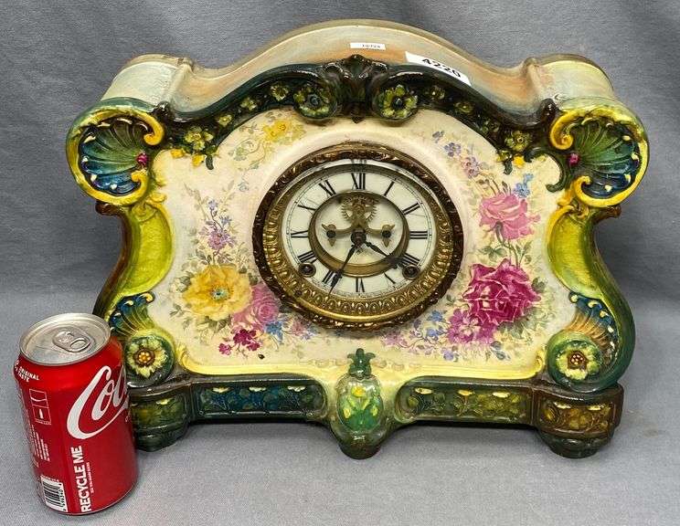 Antique Royal Bonn Ansonia Porcelain Mantle Clock - Dixon's Auction at ...