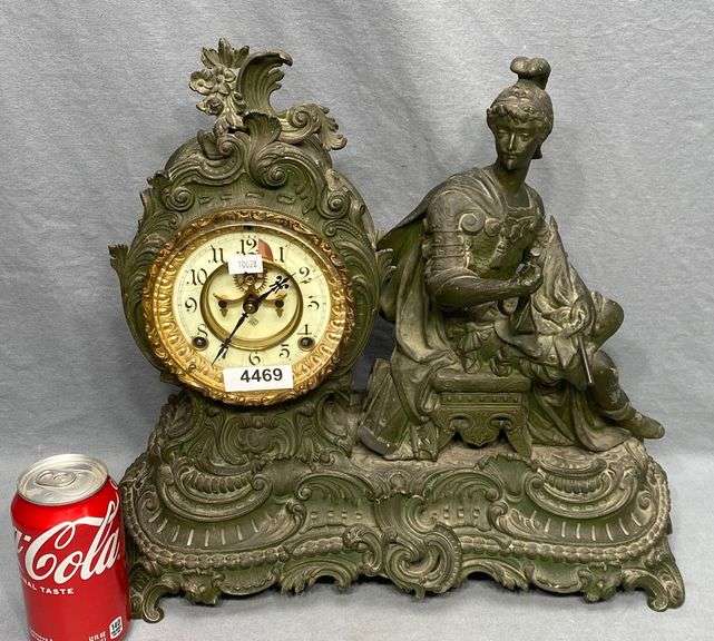 Antique Ansonia Figural Spelter Clock - Dixon's Auction at Crumpton