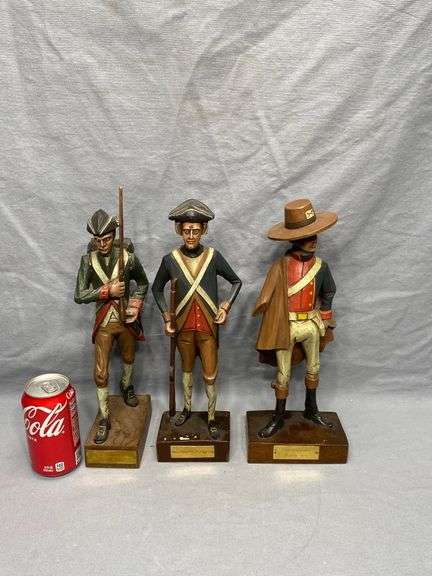 3 Vintage Carved Wood Soldiers - Dixon's Auction at Crumpton