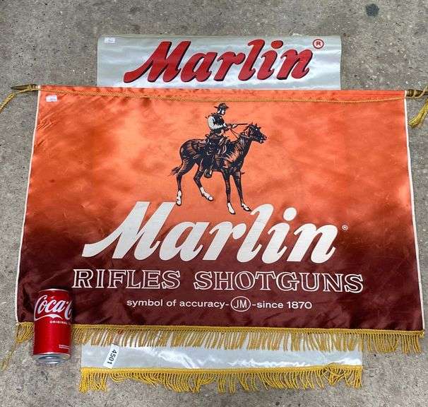 2 Vintage Marlin Rifles & Shotguns Advertising Banners - Dixon's ...