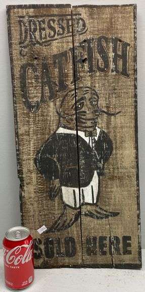 Wooden Dressed Catfish Sign - Dixon's Auction at Crumpton