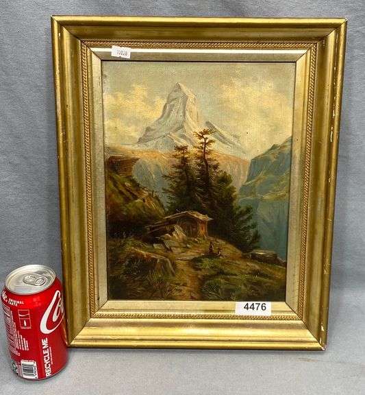 Antique Mountain Scene Oil Painting - Dixon's Auction at Crumpton