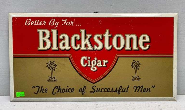 Vintage Blackstone Cigars Metal Over Cardboard Advertising Sign - Dixon ...
