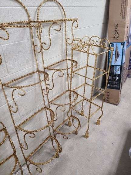 Lot Giltmetal MCM Stands And Hanging Shelves, No Glass - Dixon's ...