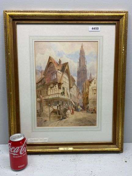 Joseph W. Allen English School Watercolor Painting Of City Scene ...