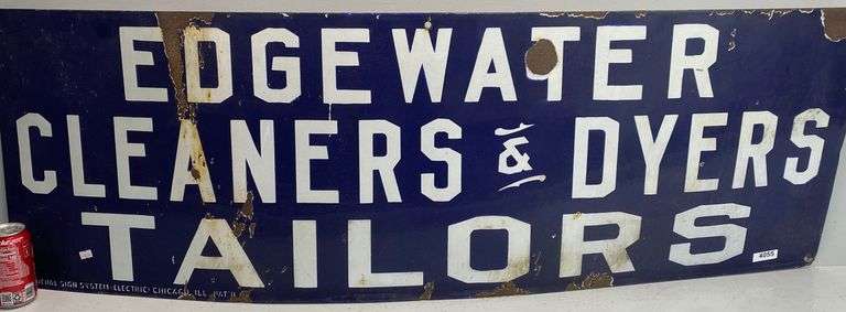 Antique Edgewater Tailors Porcelain Advertising Sign - Dixon's Auction ...