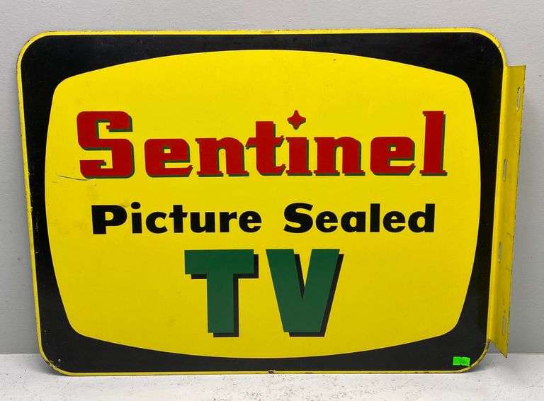Vintage Sentinel TV Metal Advertising Flange Sign - Dixon's Auction at ...