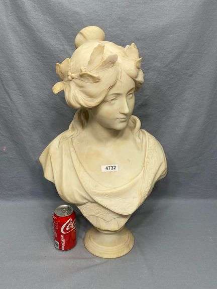 Antique Marble Bust Of Woman-Signed - Dixon's Auction at Crumpton