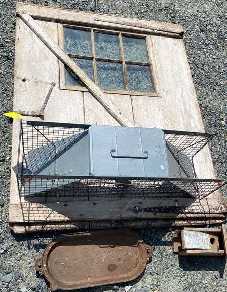 Lot Antique Barn Door, Animal Trap, Birdfeeder Etc. - Dixon's Auction ...