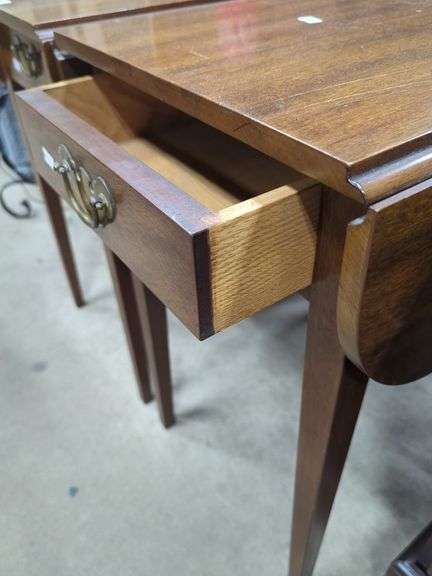 Pair Mahogany Dropleaf End Tables, Marks On Tops - Dixon's Auction at ...