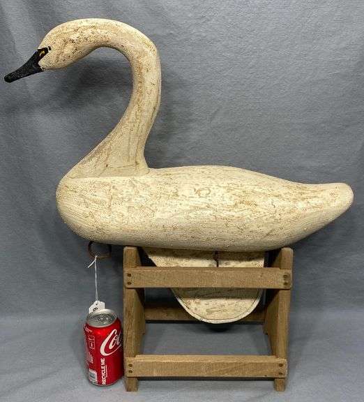 Folk Art 3/4 Size Swan Carving With Folding Keel - Dixon's Auction at ...