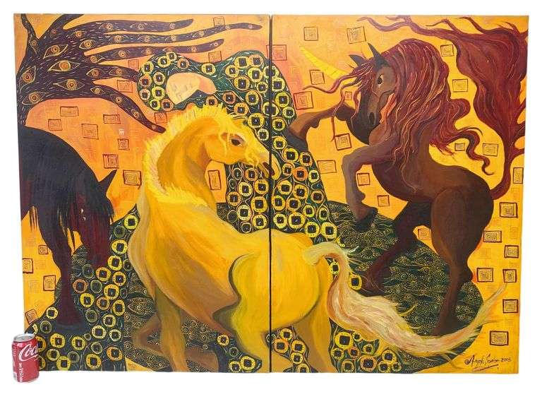 Angela Szabo 2003 Oil On Canvas Diptych Painting - Dixon's Auction at ...