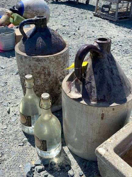 Lot Antique Stoneware Jugs, Concrete Planters, Vintage Jack Daniels ...