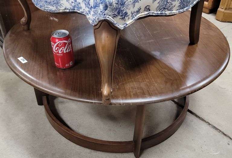 MCM Round Coffee Table, Marks On Top - Dixon's Auction at Crumpton