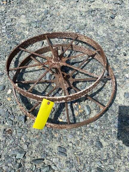 2 Antique Cast Iron Cart Wheels - Dixon's Auction at Crumpton