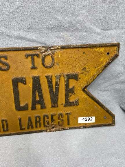 Antique Wyandotte Cave Embossed Metal Sign - Dixon's Auction at Crumpton