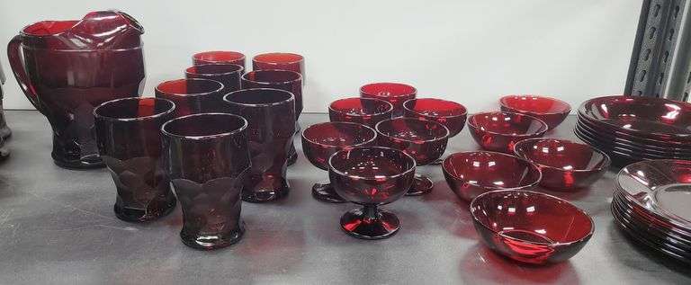 Lot Vintage Ruby Red Dishes - Dixon's Auction at Crumpton