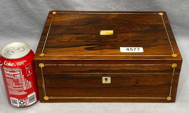 Antique Mop Inlaid Rosewood Box - Dixon's Auction at Crumpton