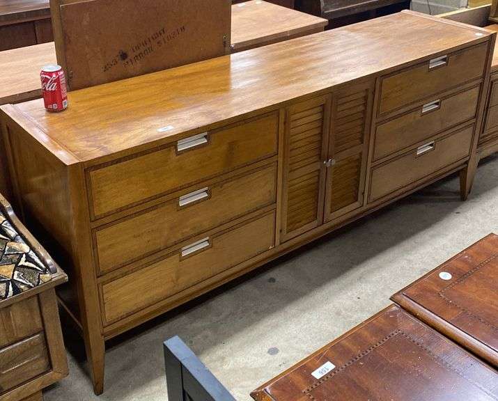 Basic Witz MCM Walnut Triple Dresser Credenza, Marks On Top - Dixon's ...