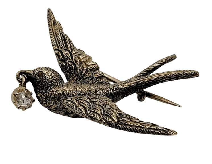 14Kt Gold Vintage Flying Bird Pin W/Diamond 2.0G - Dixon's Auction at ...