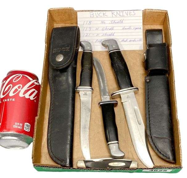 4 Vintage Buck Knives-Models 118, 119, 121, & 321 - Dixon's Auction at ...