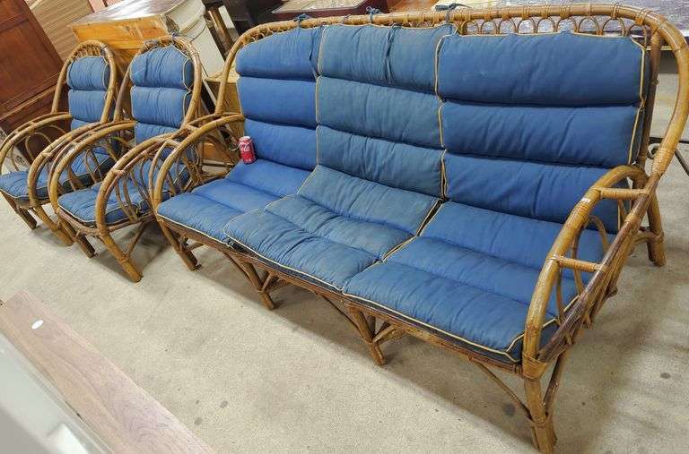MCM Bamboo Rattan Patio Set - Dixon's Auction at Crumpton