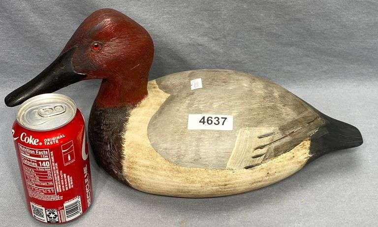 Canvasback Duck Decoy-Stamped Cw - Dixon's Auction at Crumpton