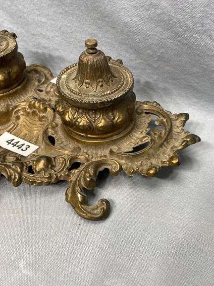 Antique Gilt Metal Inkwell - Dixon's Auction at Crumpton