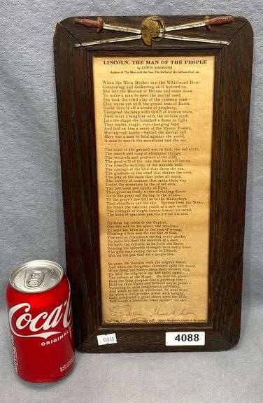 Antique Edwin Markham Signed Poem About Lincoln - Dixon's Auction at ...