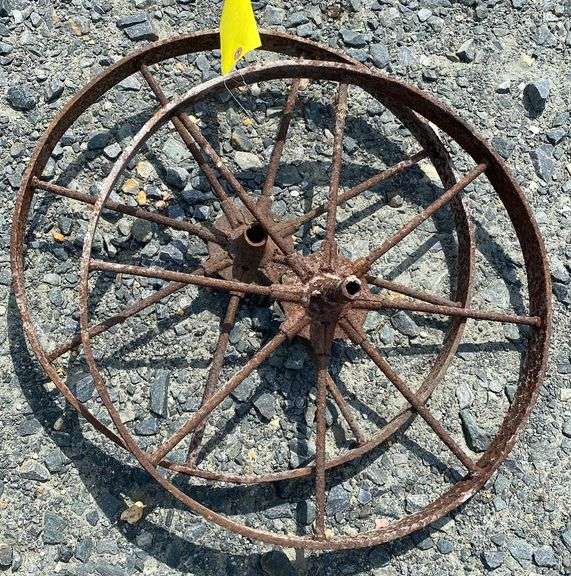 2 Antique Cast Iron Cart Wheels - Dixon's Auction at Crumpton