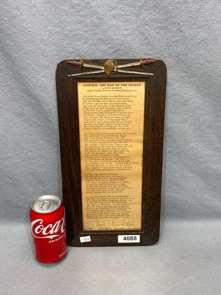 Antique Edwin Markham Signed Poem About Lincoln - Dixon's Auction at ...