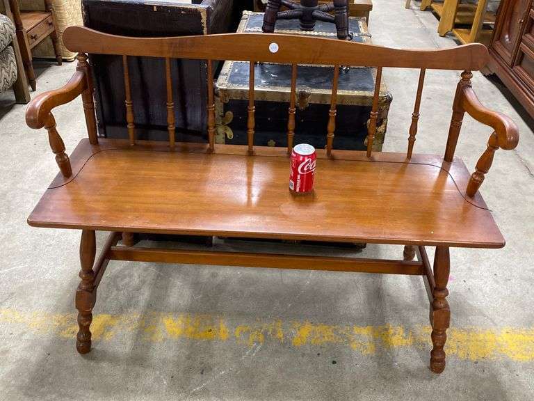 Vintage Maple Farmhouse Deacon's Bench - Dixon's Auction at Crumpton