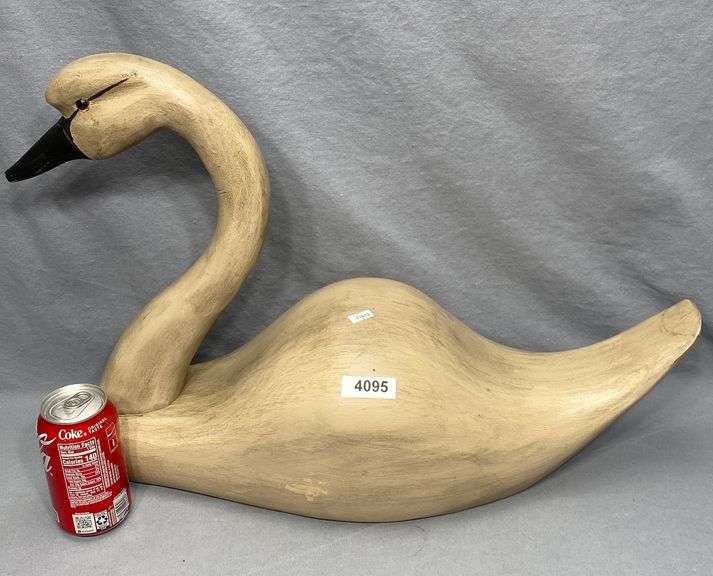 Primitive Carved Decorative Swan Decoy - Dixon's Auction at Crumpton