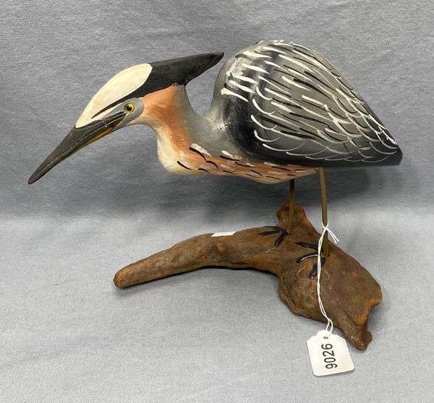 Jimmy Bowden Decorative Blue Heron Carving - Dixon's Auction at Crumpton