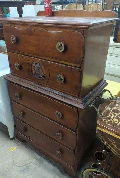 Emerson Rock Maple Nautical Dresser, Marks On Top - Dixon's Auction at ...